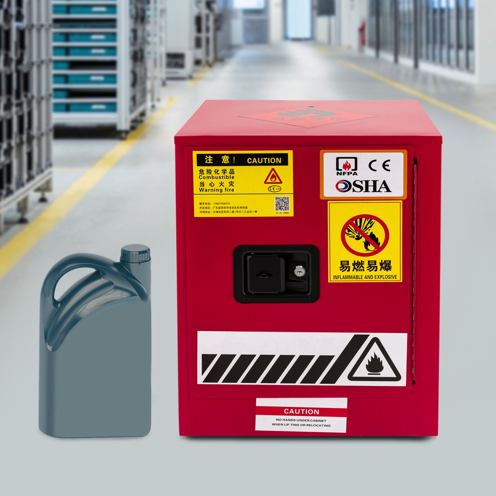 4 Gallon Fireproof Safety Storage Welded Cabinet Bin for Flammable ...