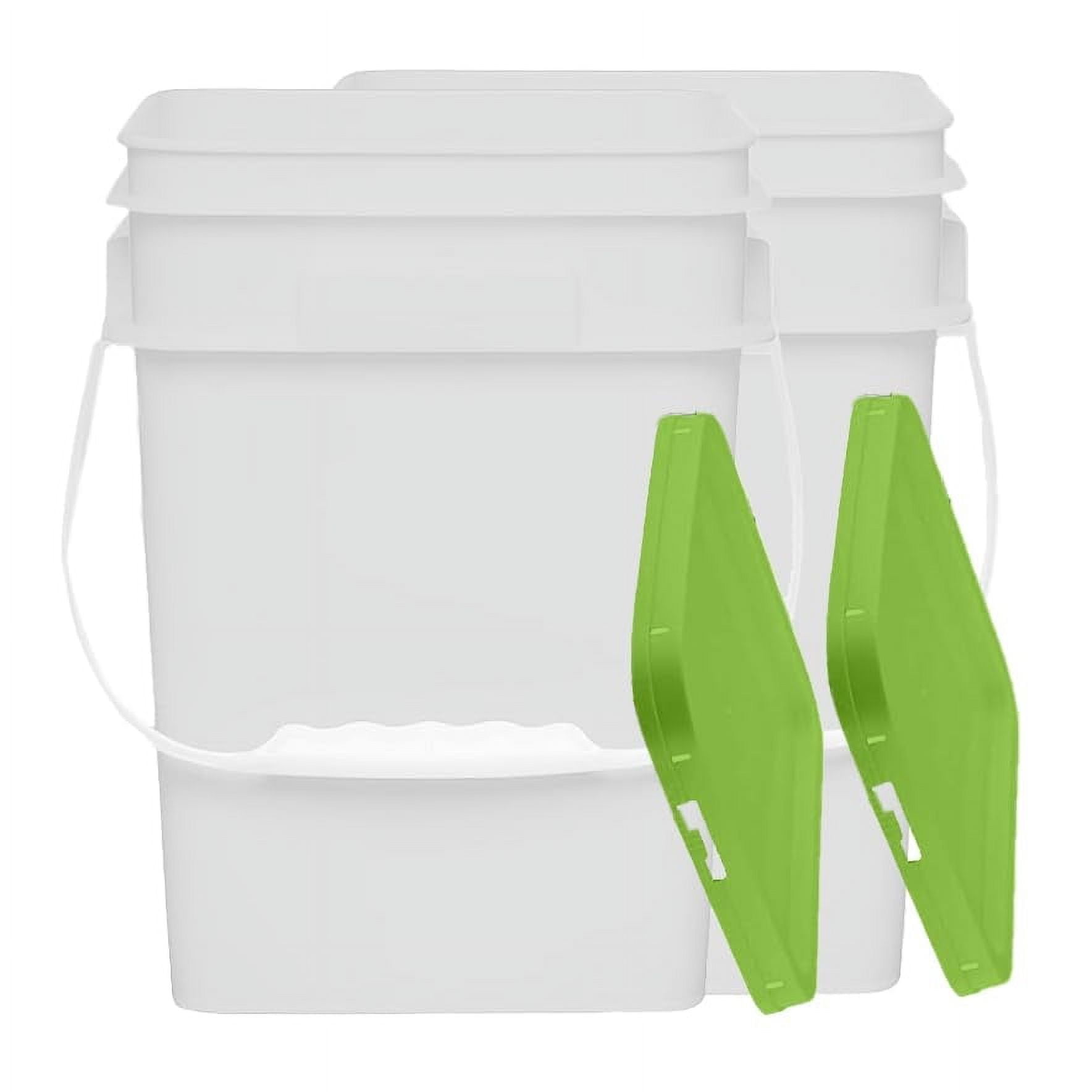 4 Gallon Food Grade Buckets | Square Base for Easy Storage | White ...
