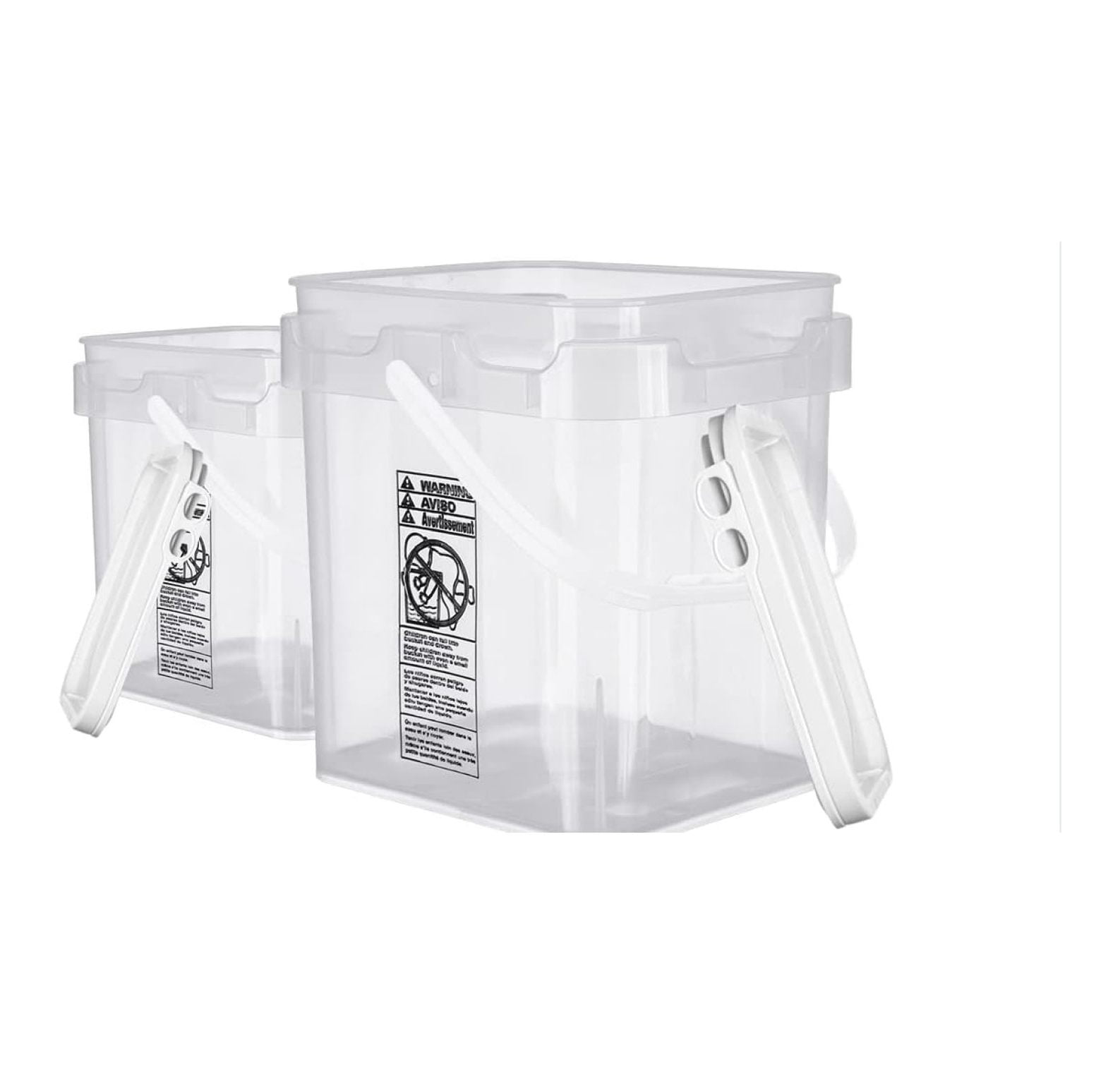 4 Gallon Food Grade Plastic Square Clear Bucket Pail with lid Container ...