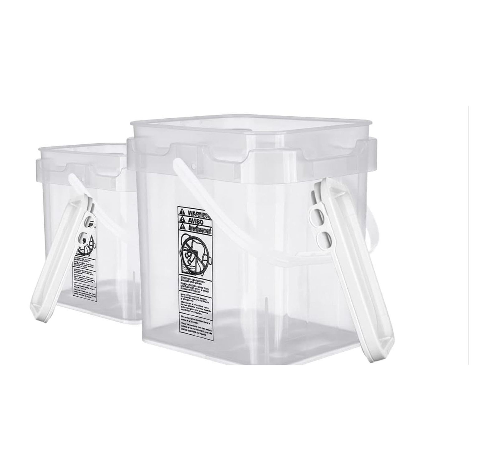 4 Gallon Food Grade Plastic Square Clear Bucket Pail with lid Container ...