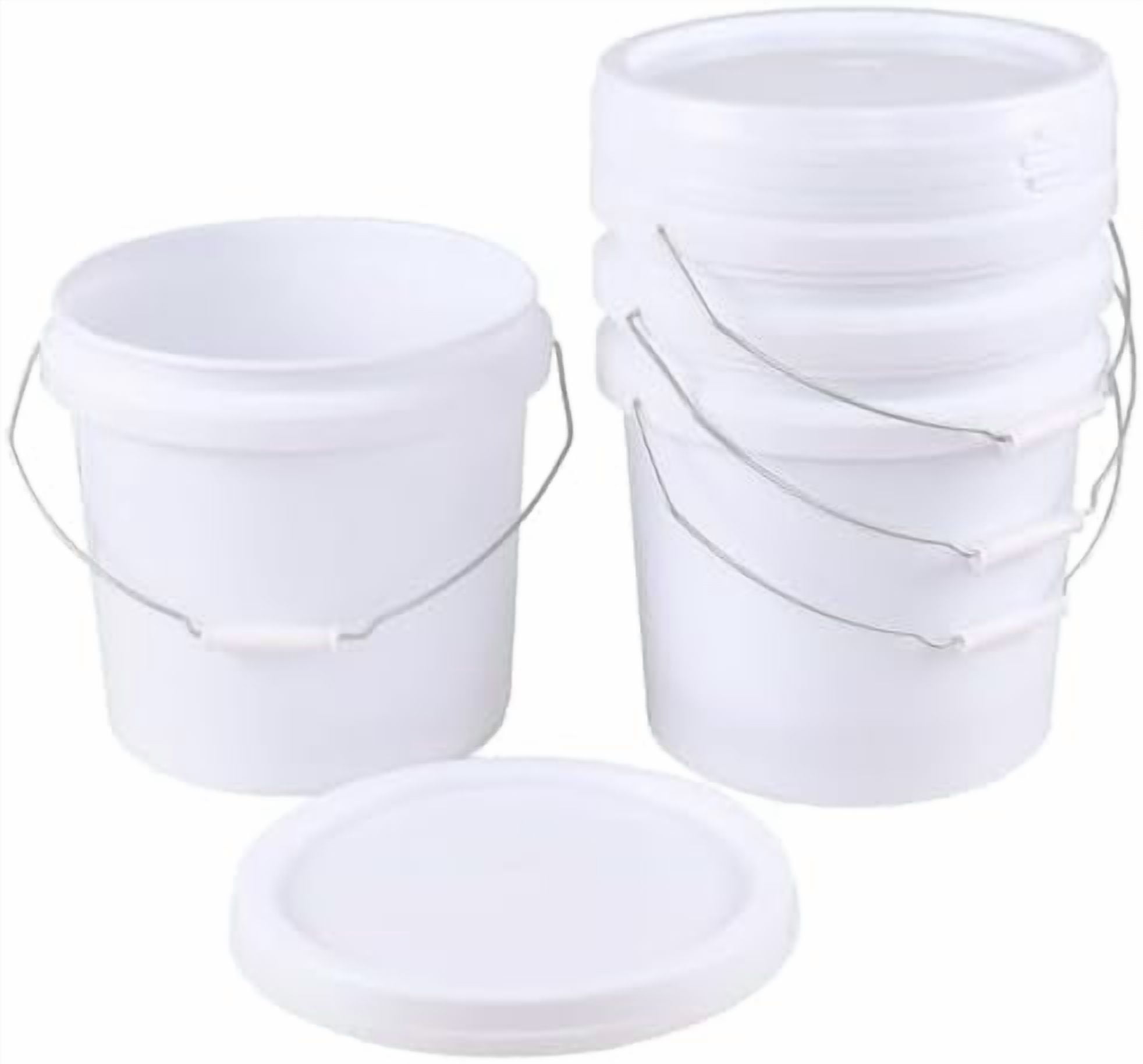 4 Gallon Plastic Bucket with Airtight Lid, 4 Pcs White Food Grade ...