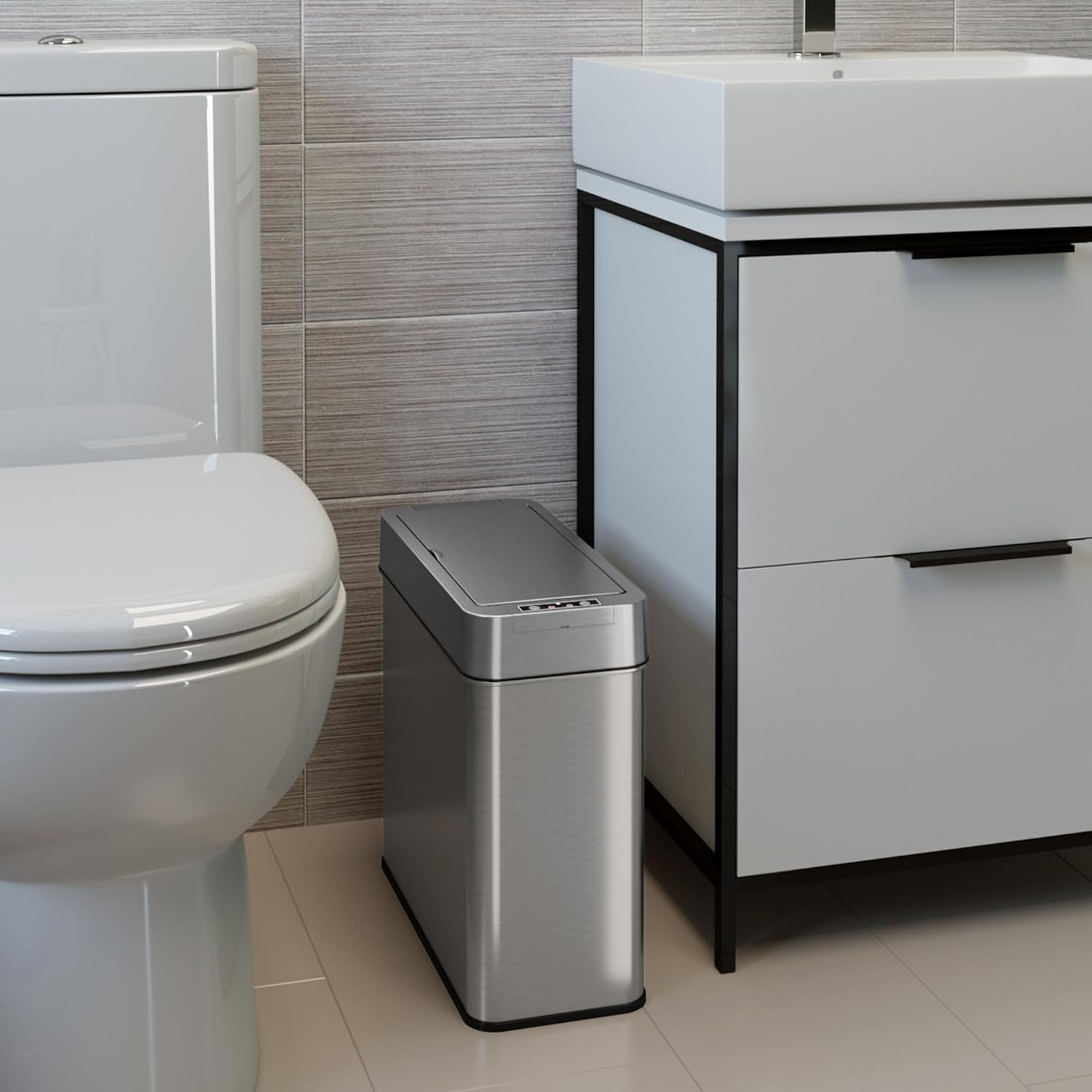 4 Gallon Slim Sensor Trash Can with AbsorbX Odor Control System Lid ...