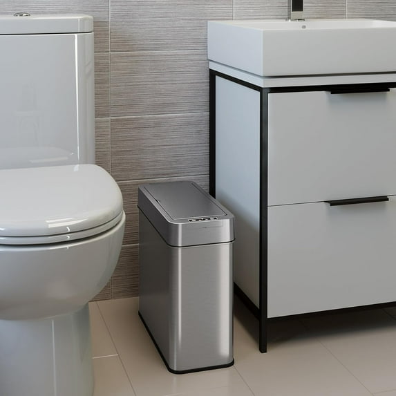 4 Gallon Slim Sensor Trash Can (Lid Opens Right) with AbsorbX Odor ...