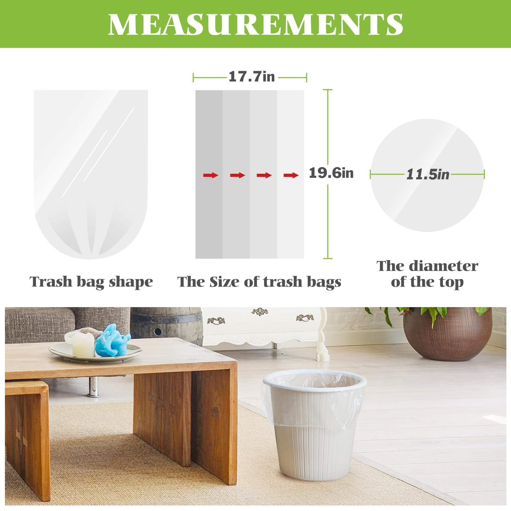 4 Gallon Small Plastic Garbage Bags Unscented 330 Count (Pack of 1) For ...