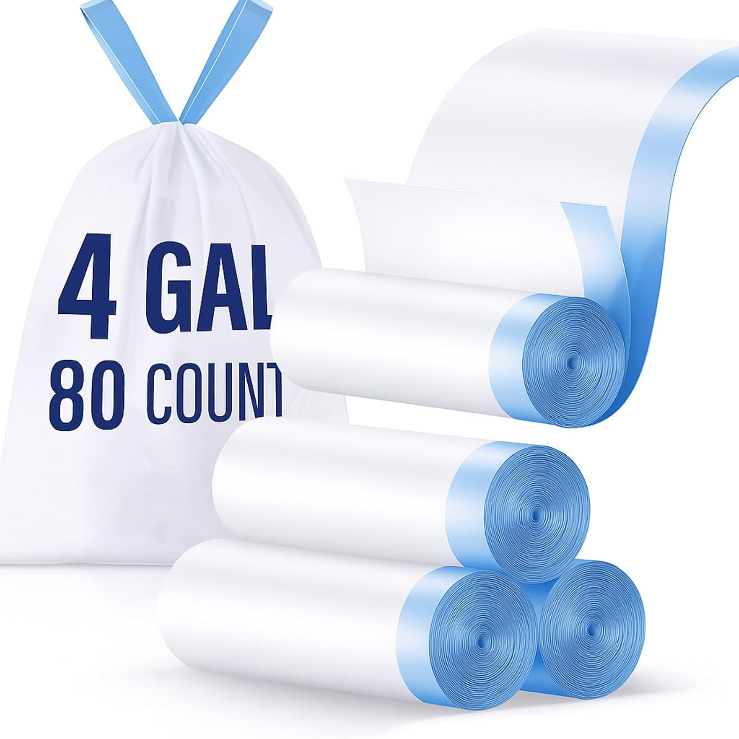4 Gallon Small Trash Bags, Drawstring 4 Gallon Garbage Bags, Tear-Free ...