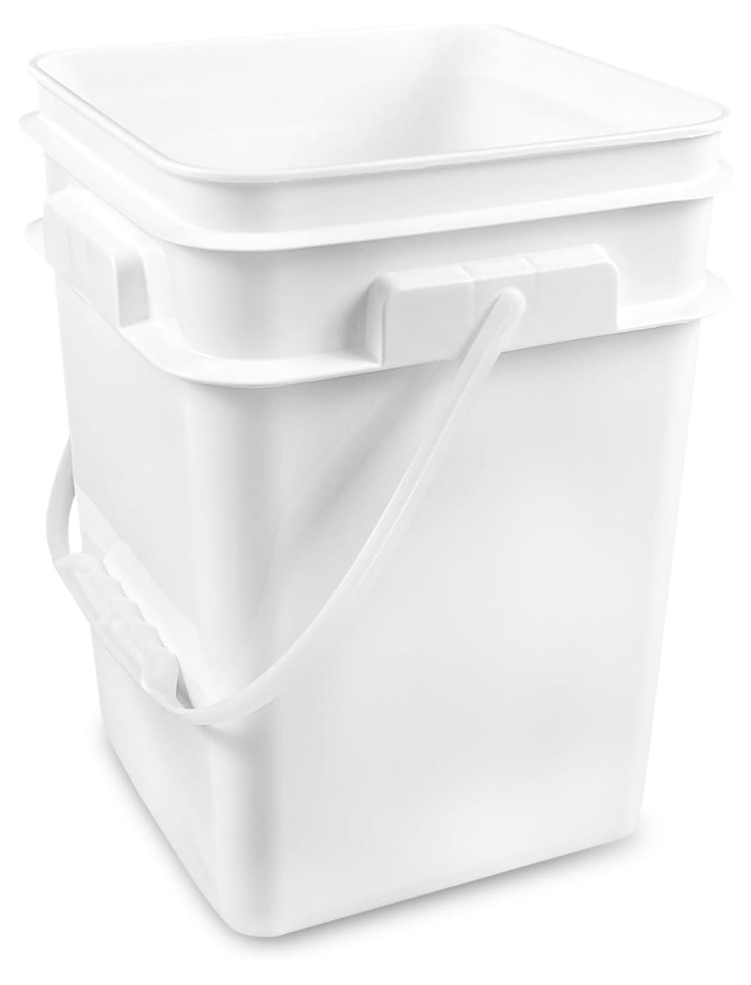 4 Gallon Square Bucket with Plastic Handles, Food Storage Pail, Heavy ...