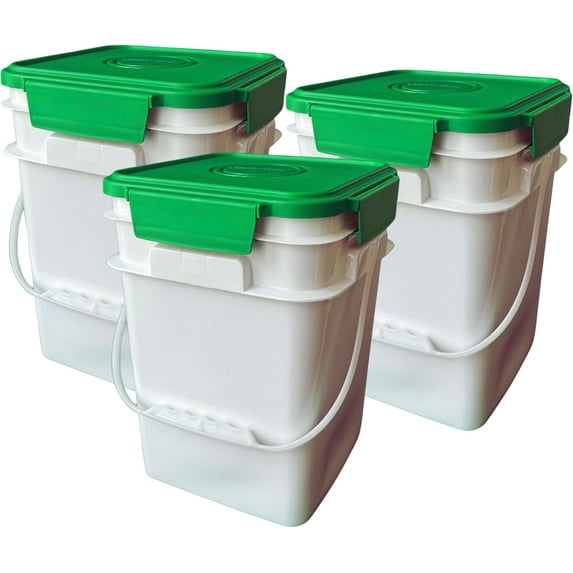 4 Gallon Square Food Grade Bucket Pail with Plastic Handles and Lid ...
