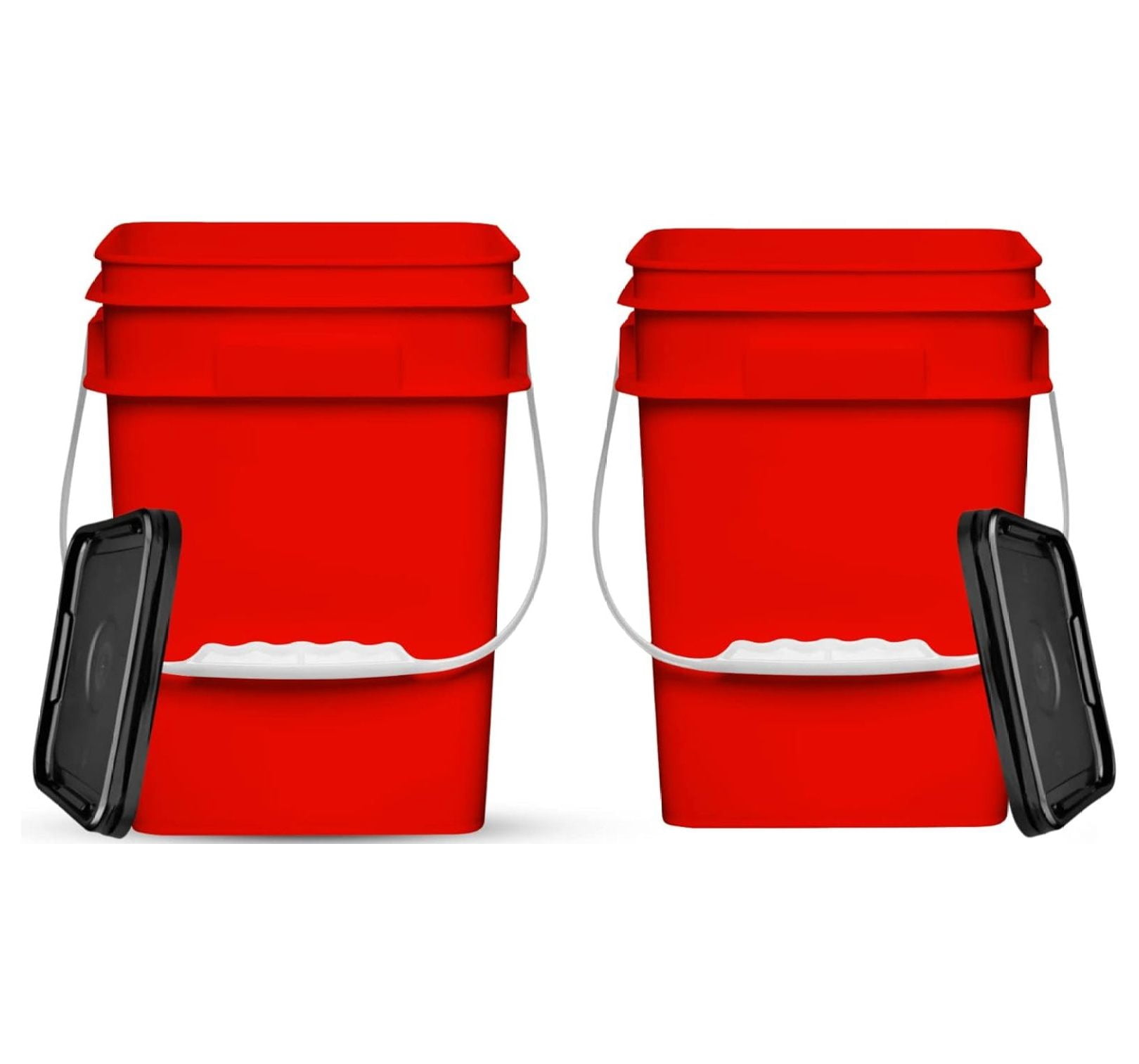 4 Gallon Square Food Grade Plastic Bucket with Lid, Made in USA (Pack ...