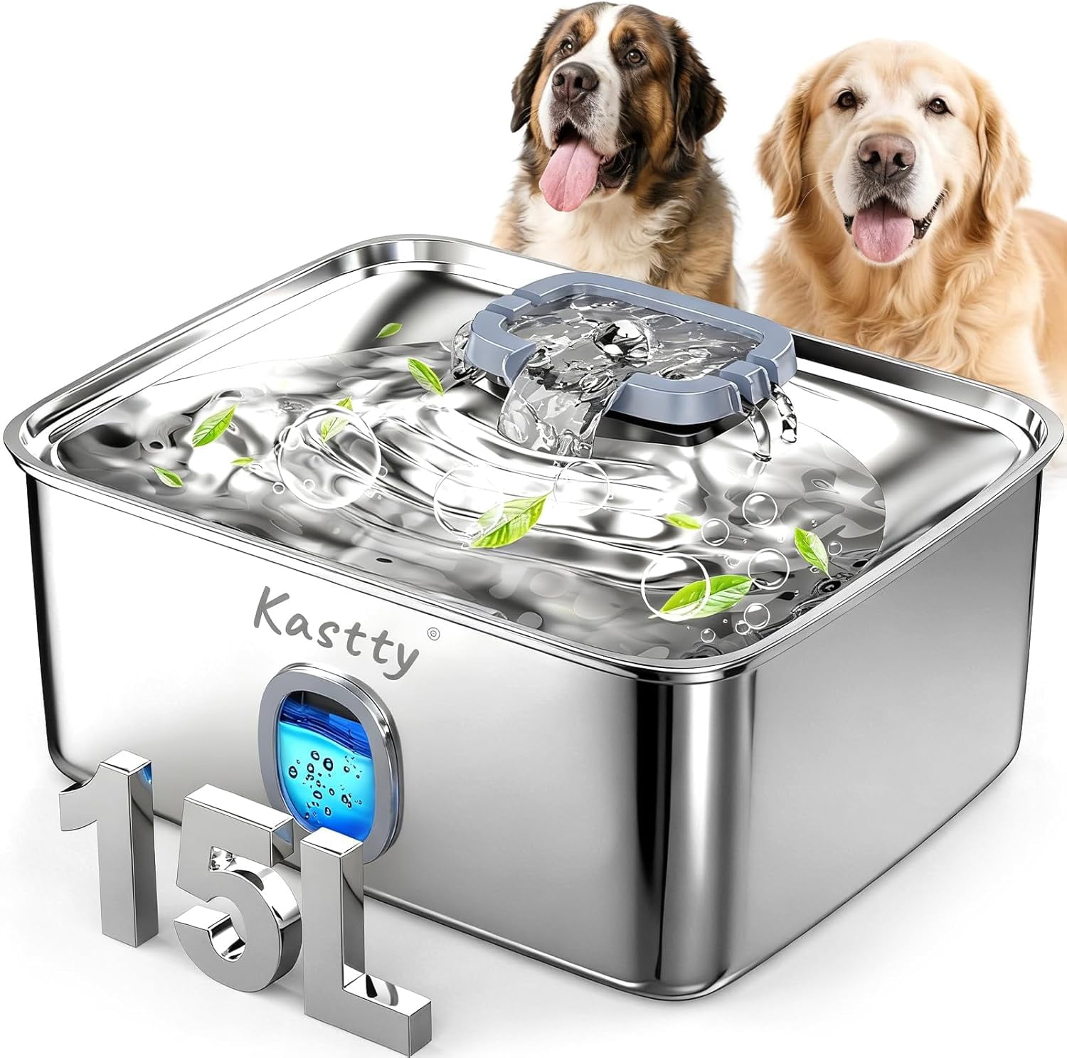 4 Gallon Stainless Steel Dog Water Fountain with Triple Filtration ...