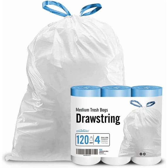 4 Gallon Trash Bag - Drawstring Small Trash Bags for Bathroom, Kitchen ...