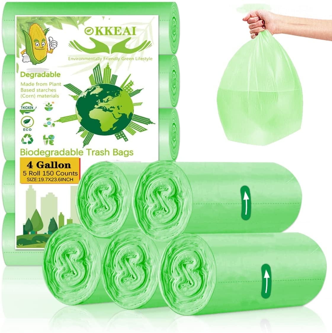 4 Gallon Trash Bags Small Bathroom Garbage Bags 15 Liter Bin Liners for ...