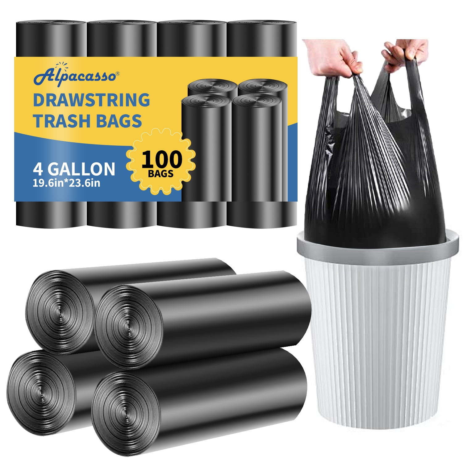 4-Gallon Trash Bags (100) | Garbage bags for ecommerce - Walmart ...