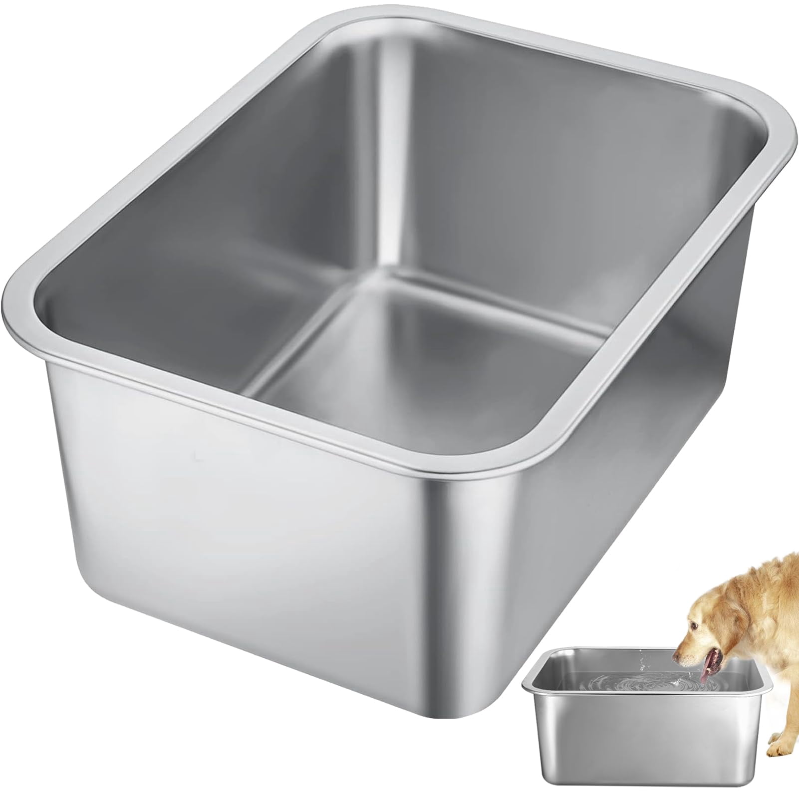 4 Gallons Extra Large Dog Water ATT1Bowl - High Capacity Stainless ...