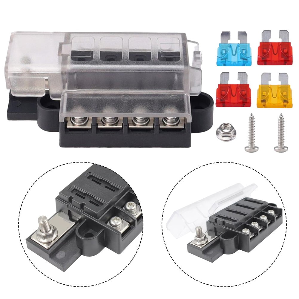4 Gang Fuse Box Positive Block 12v 24v Terminal Holder Circuit for ATO ...