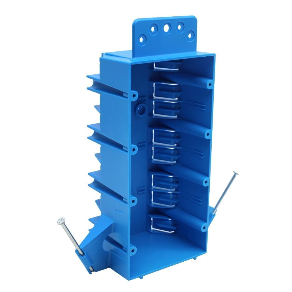 4-Gang New Work Electrical Box,Blue,60 Cubic Inch,Nail on, Non-Metallic ...