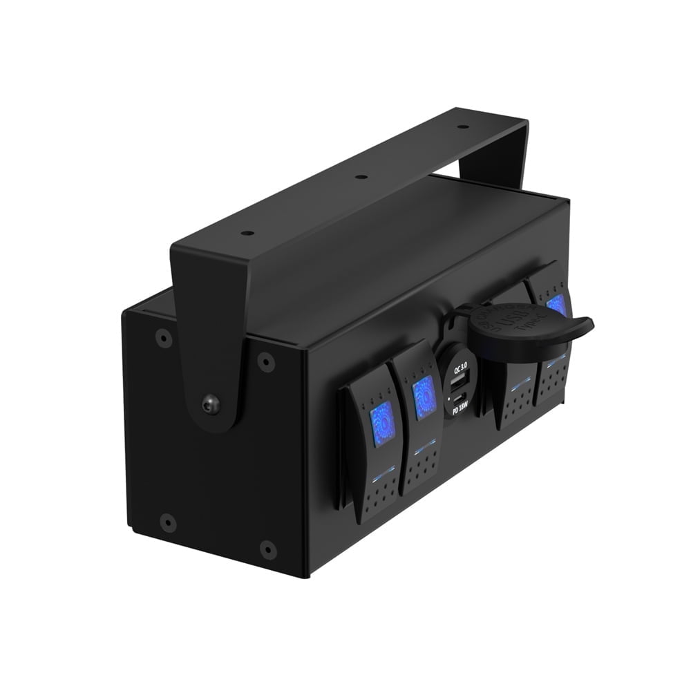 4 Gang Rocker Switch Box 12V/24V QC3.0+PD 18W USB Charger For Boat Car ...