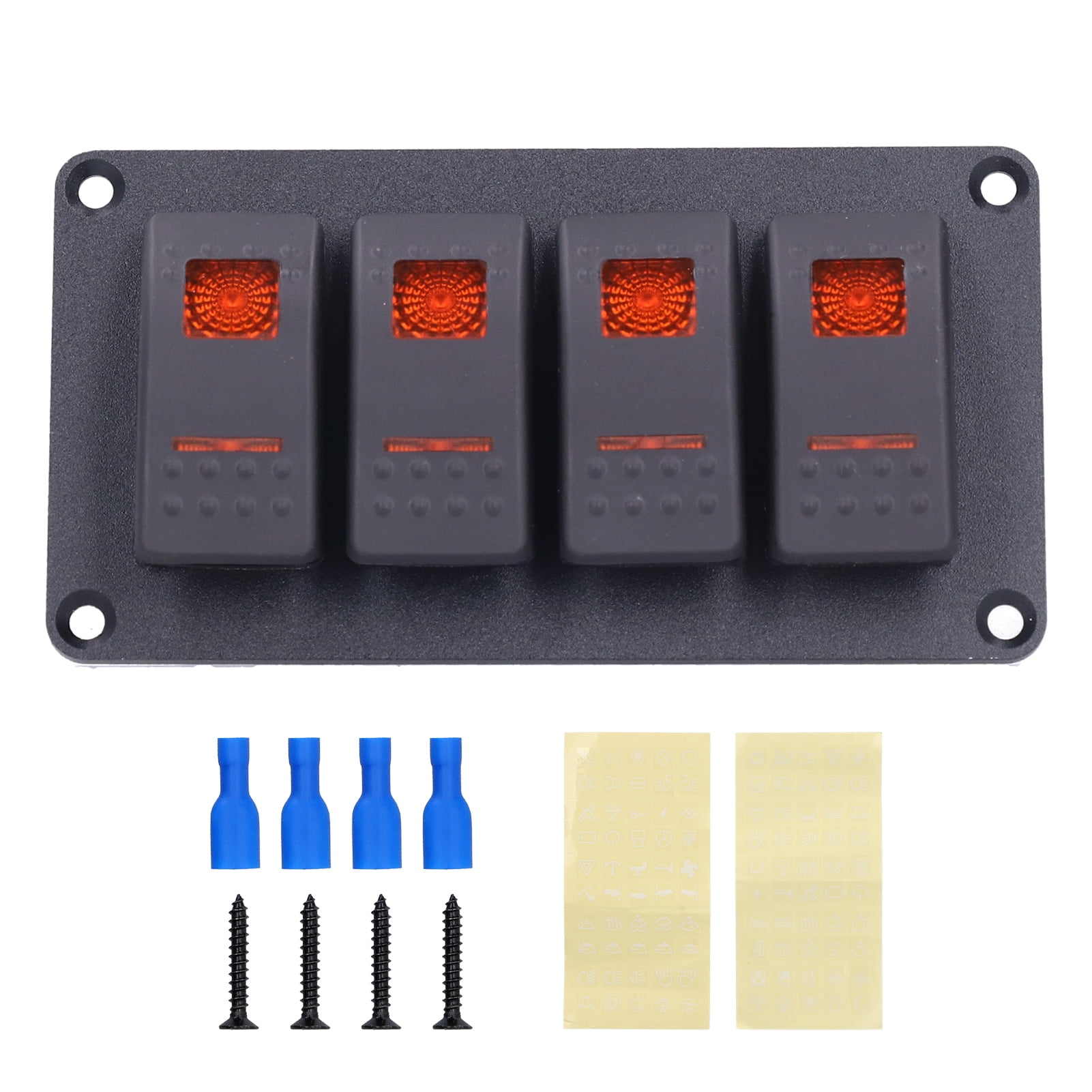 4 Gang Rocker Switch Panel LED Backlight 5?Pin Overheat Protection for ...