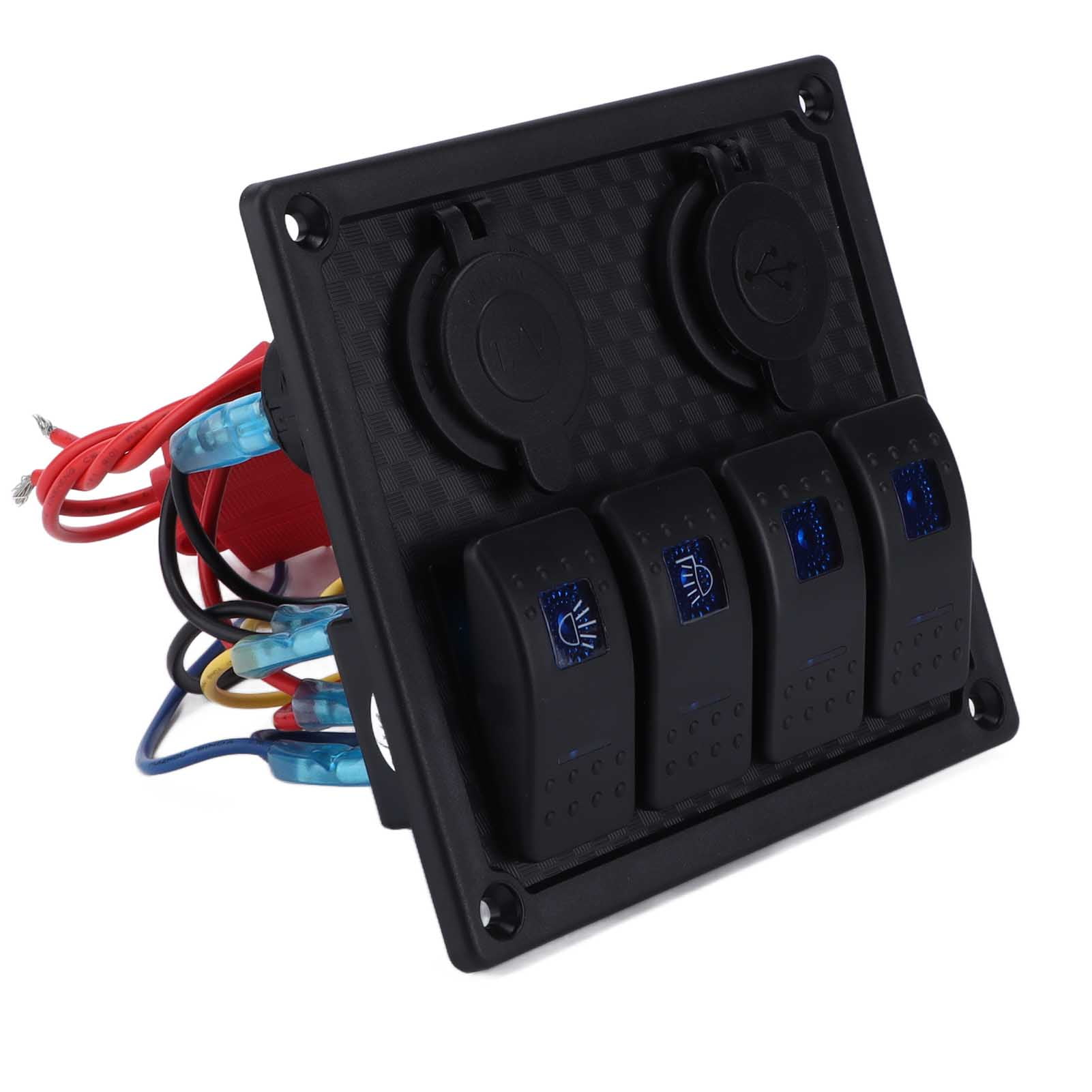 4 Gang Rocker Switch Panel LED IP65 Waterproof for 12‑24V Cars Trucks ...