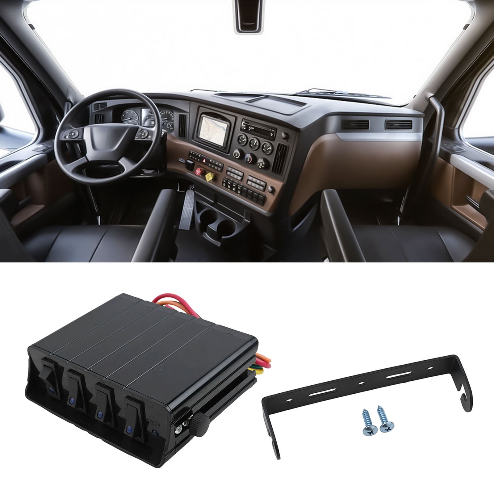 4 Gang Rocker Switch Panel Toggle Controller Box 12V 24V for Truck Car ...