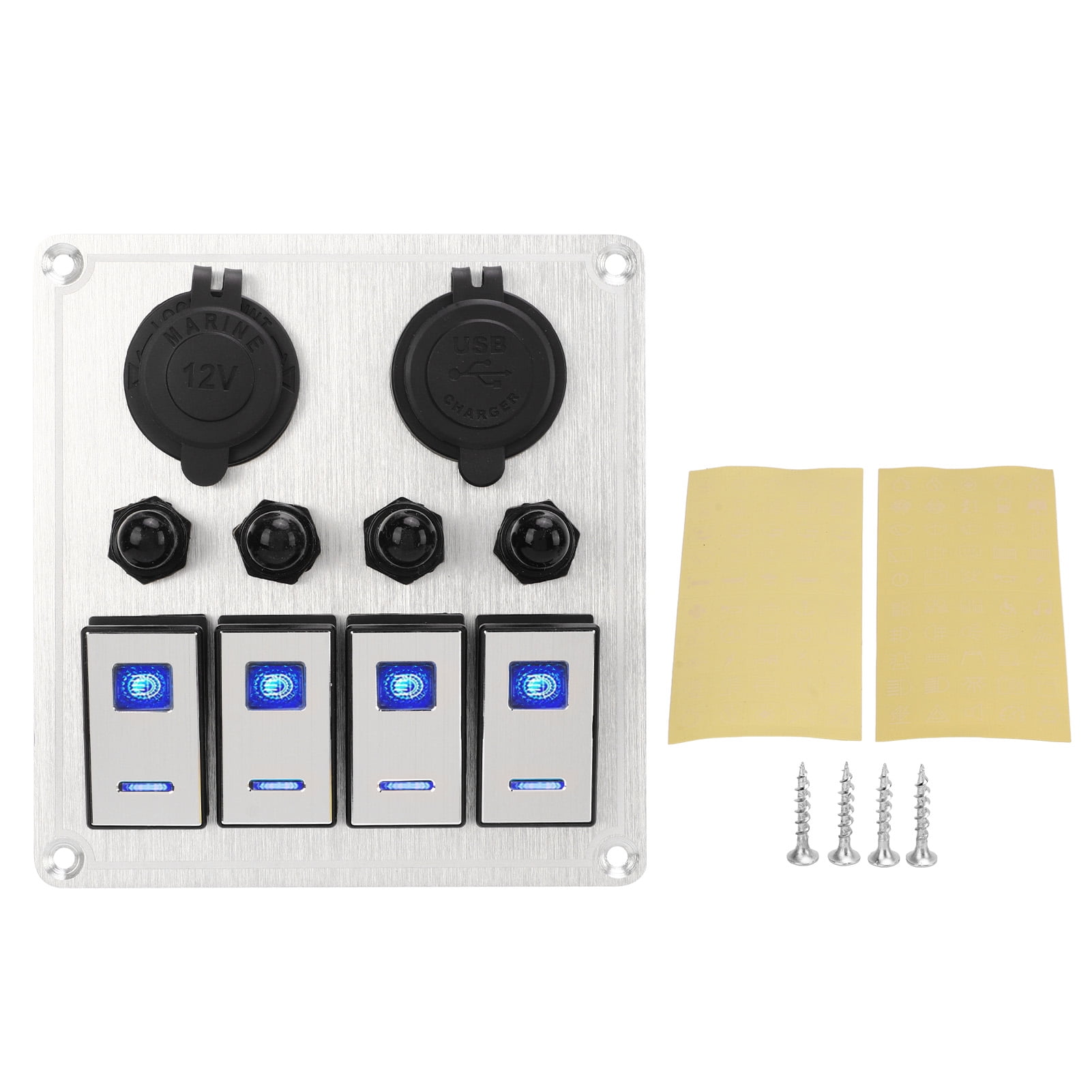 4 Gang Rocker Switch Panel Waterproof Marine Boat Toggle Switch Panel ...