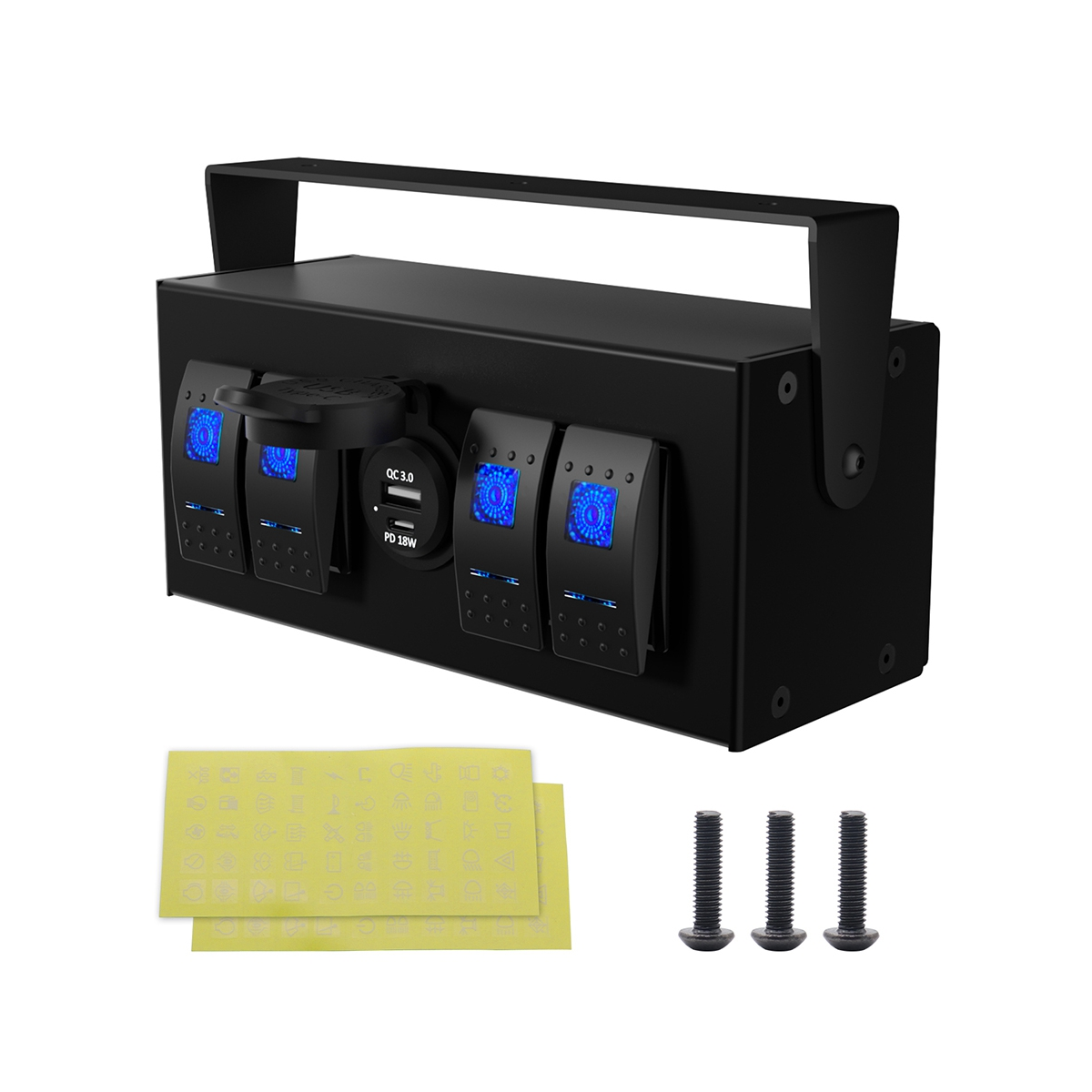 4 Gang Rocker Toggle Switch Panel with QC3.0+PD 18W Fast Charge for ...