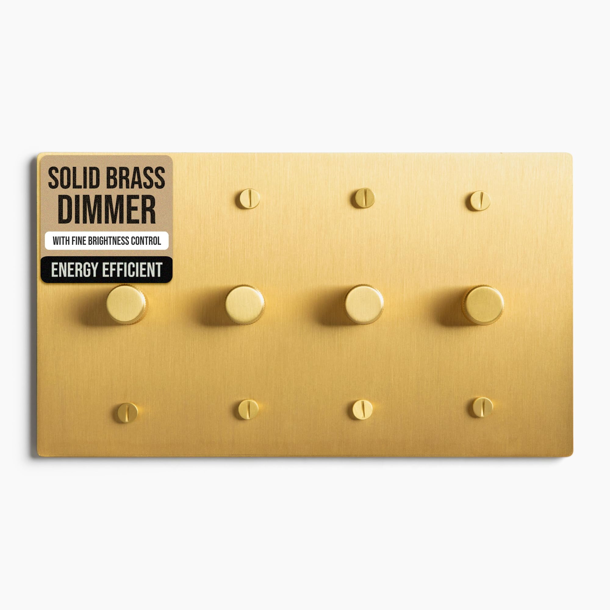 4-Gang Satin Solid Brass Rotary Dimmer Switch, 15A 120V AC Wall Mount ...