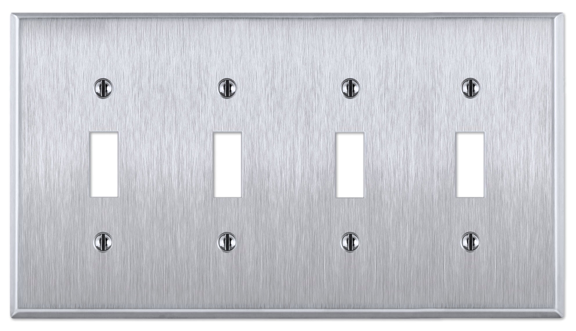 4 Gang Toggle Stainless Steel Light Switch Cover - Four Gang Wall Plate ...