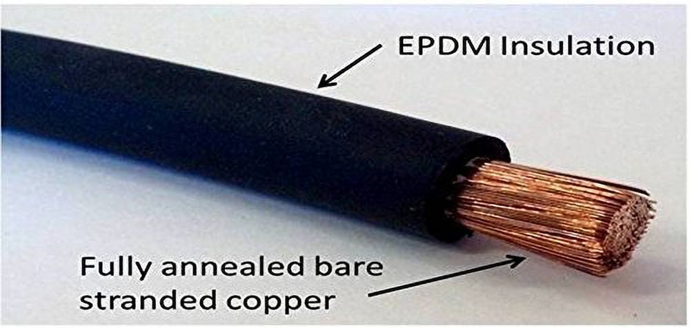 4 Gauge 4 AWG 10 Feet Black Welding Battery Pure Copper Flexible Cable ...