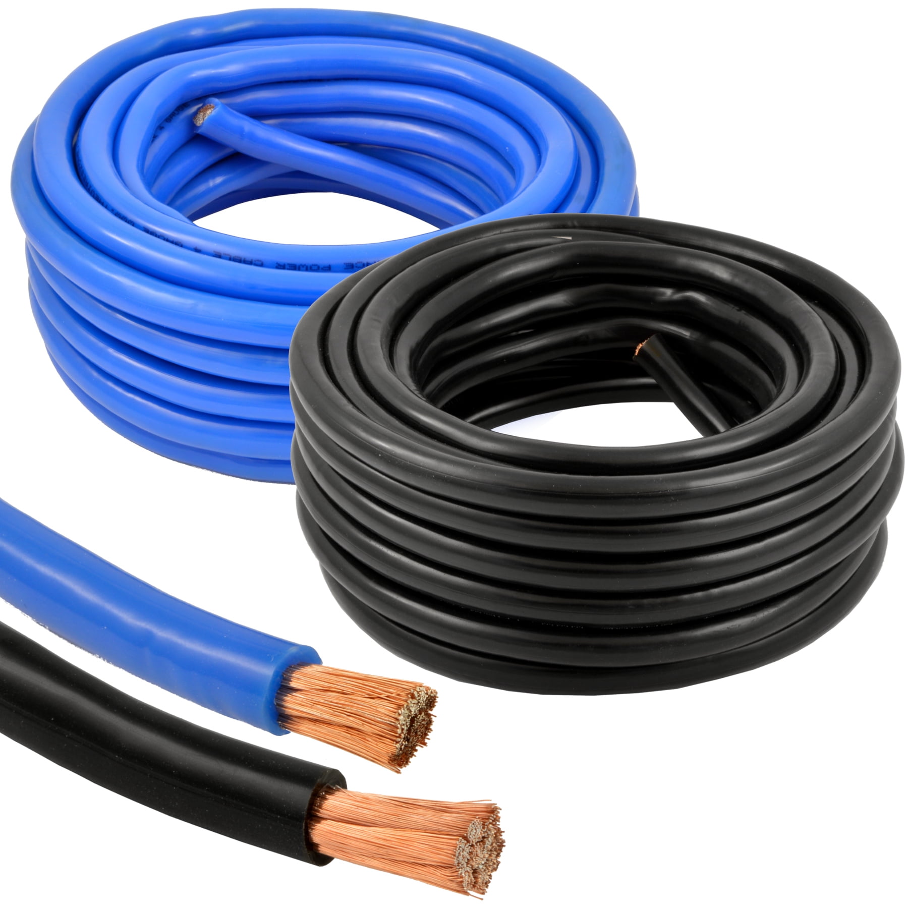 4 Gauge 50 Feet Total Blue and Black High Performance Amplifier Power ...