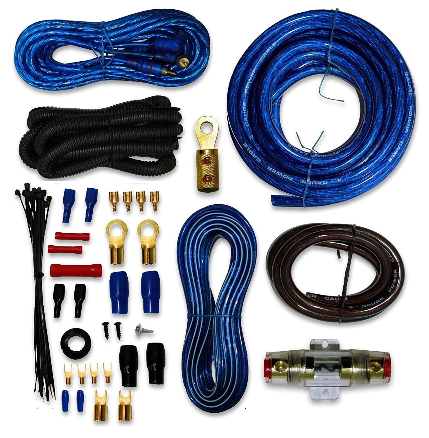 4 Gauge Amplfier Power Kit for Amp Install Wiring Complete RCA Cable ...