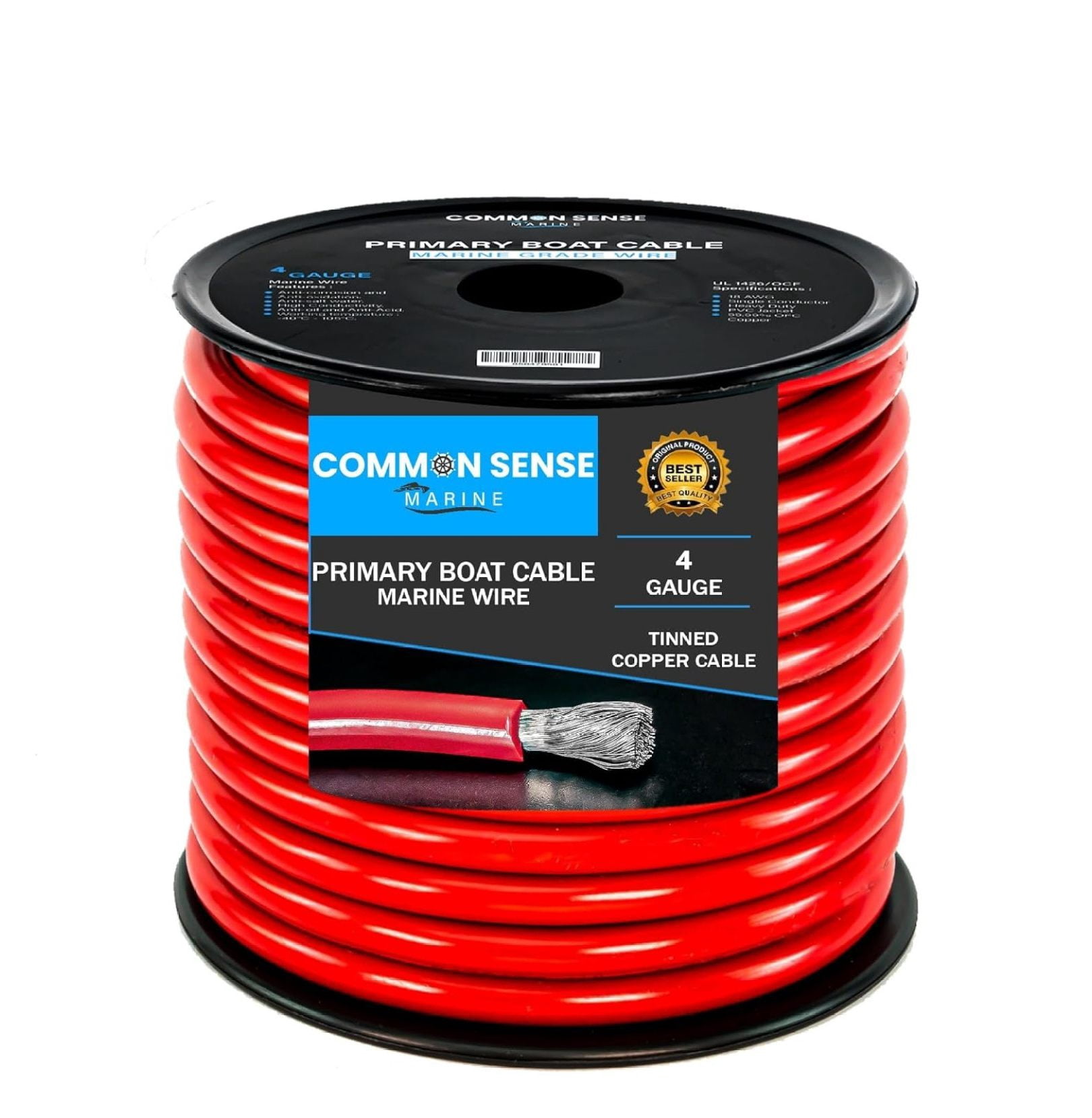 4 Gauge Primary Boat Cable - 50 ft Marine Grade Wire Tinned Oxygen-Free ...