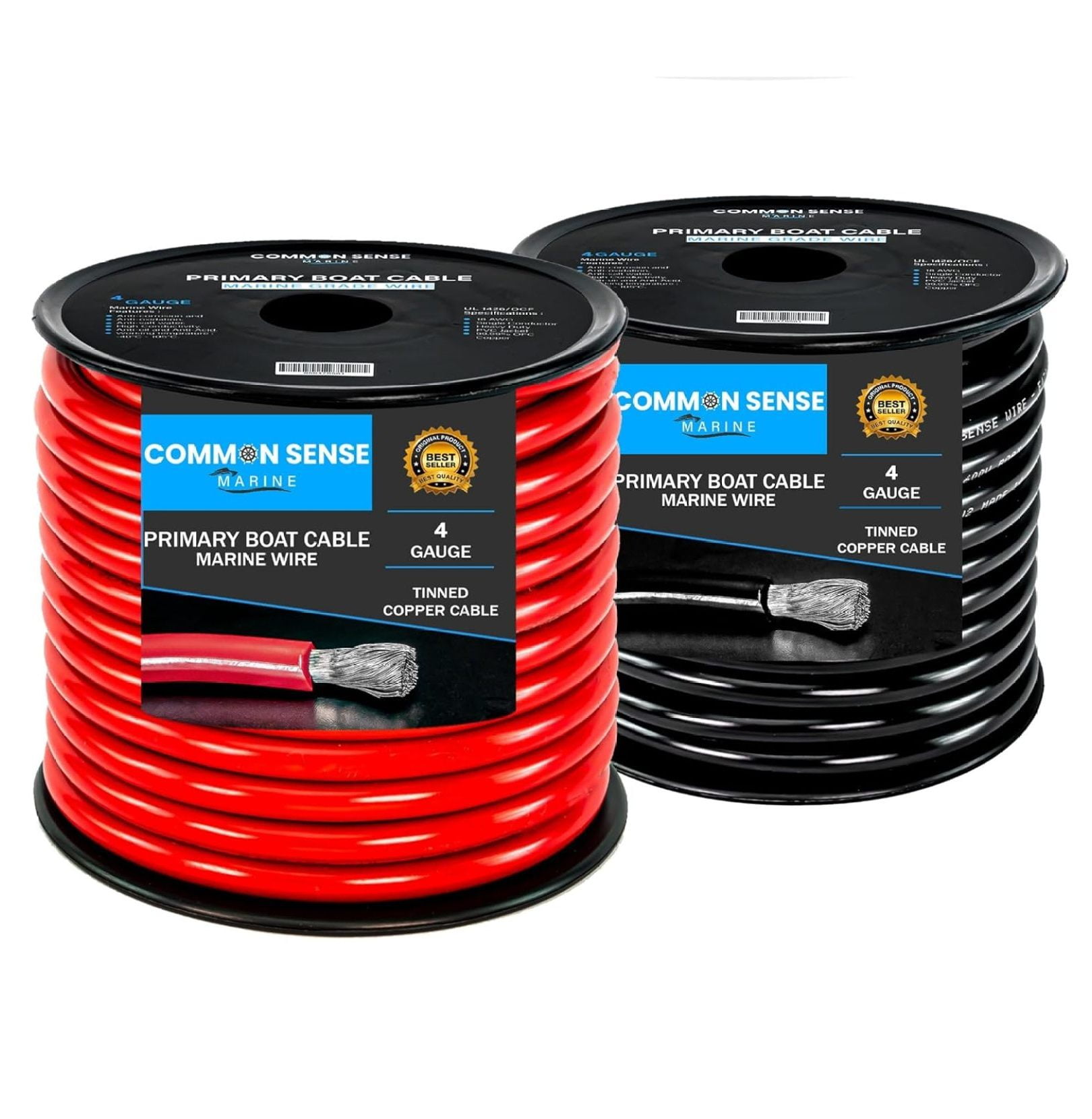 4 Gauge Primary Boat Cable - 60 ft Marine Grade Wire Tinned Oxygen-Free ...