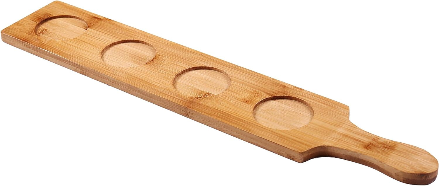 4-Glass Beer Tasting Flight Board Sampler Serving Paddle Drinks Holder ...