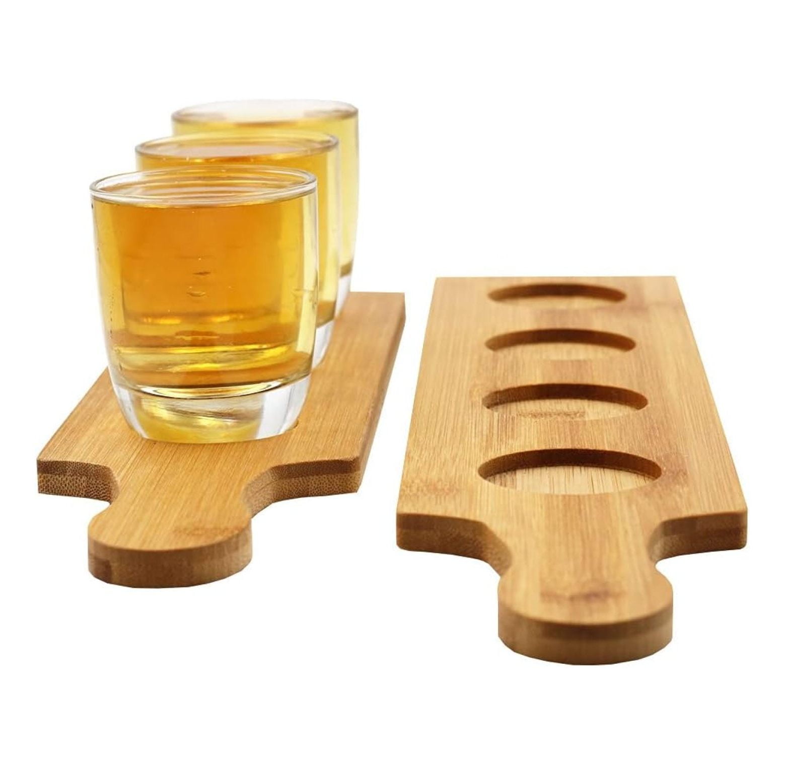 4-Glass Beer Tasting Flight Board Sampler Serving Paddle Drinks Holder ...