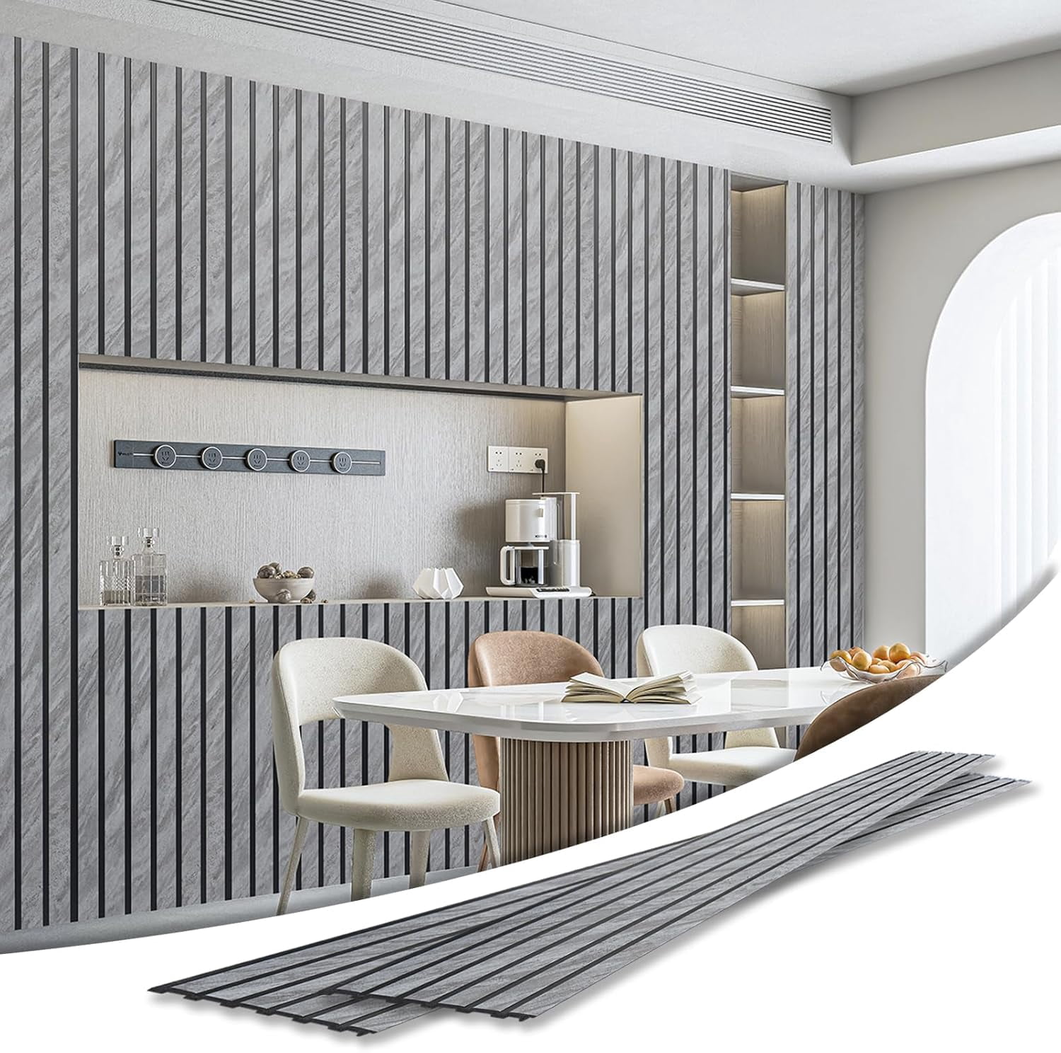 4- Glue- Six-Grid Wainscoting Panel for Interior Wall Decor - 104 x 12 ...