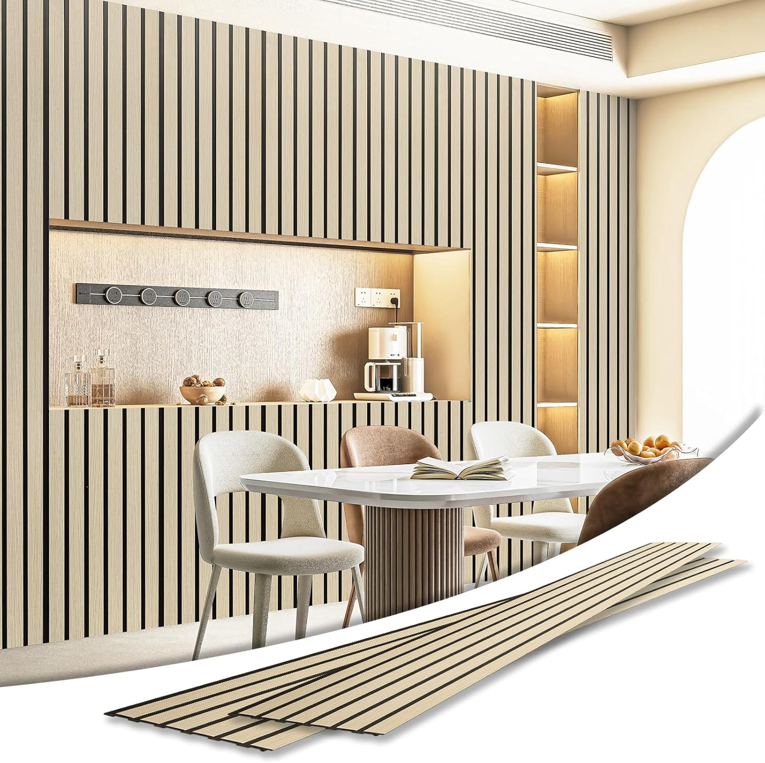 4- Glue- Six-Grid Wainscoting Panel for Interior Wall Decor - 104 x 12 ...