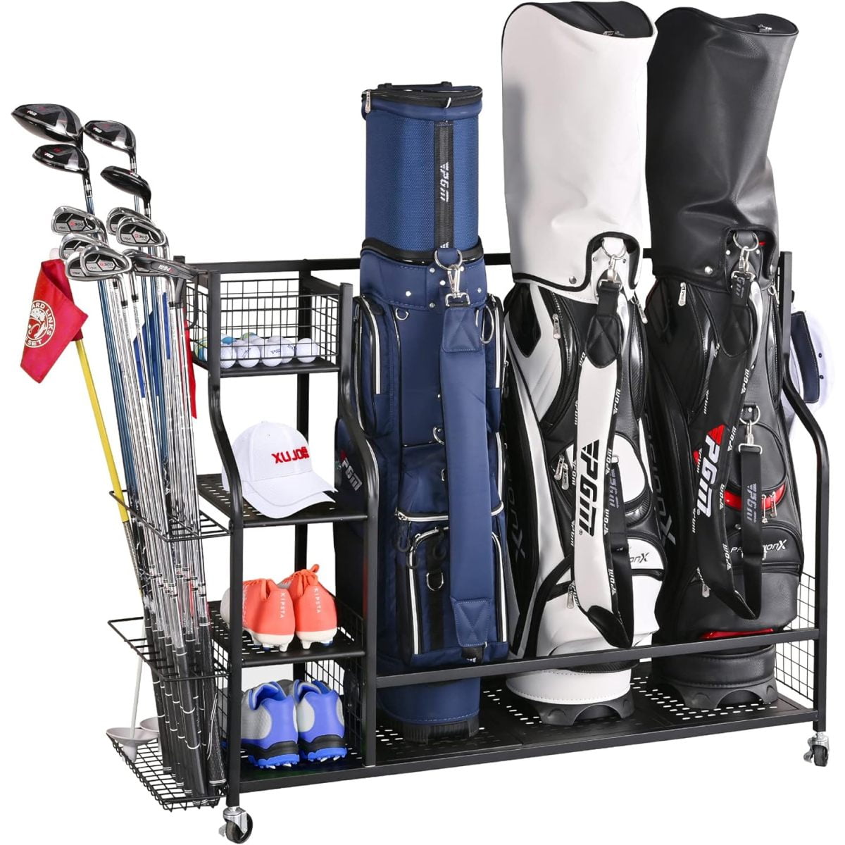 4 Golf Bag Organizer Garage Storage - Extra Large Golf Storage Rack ...