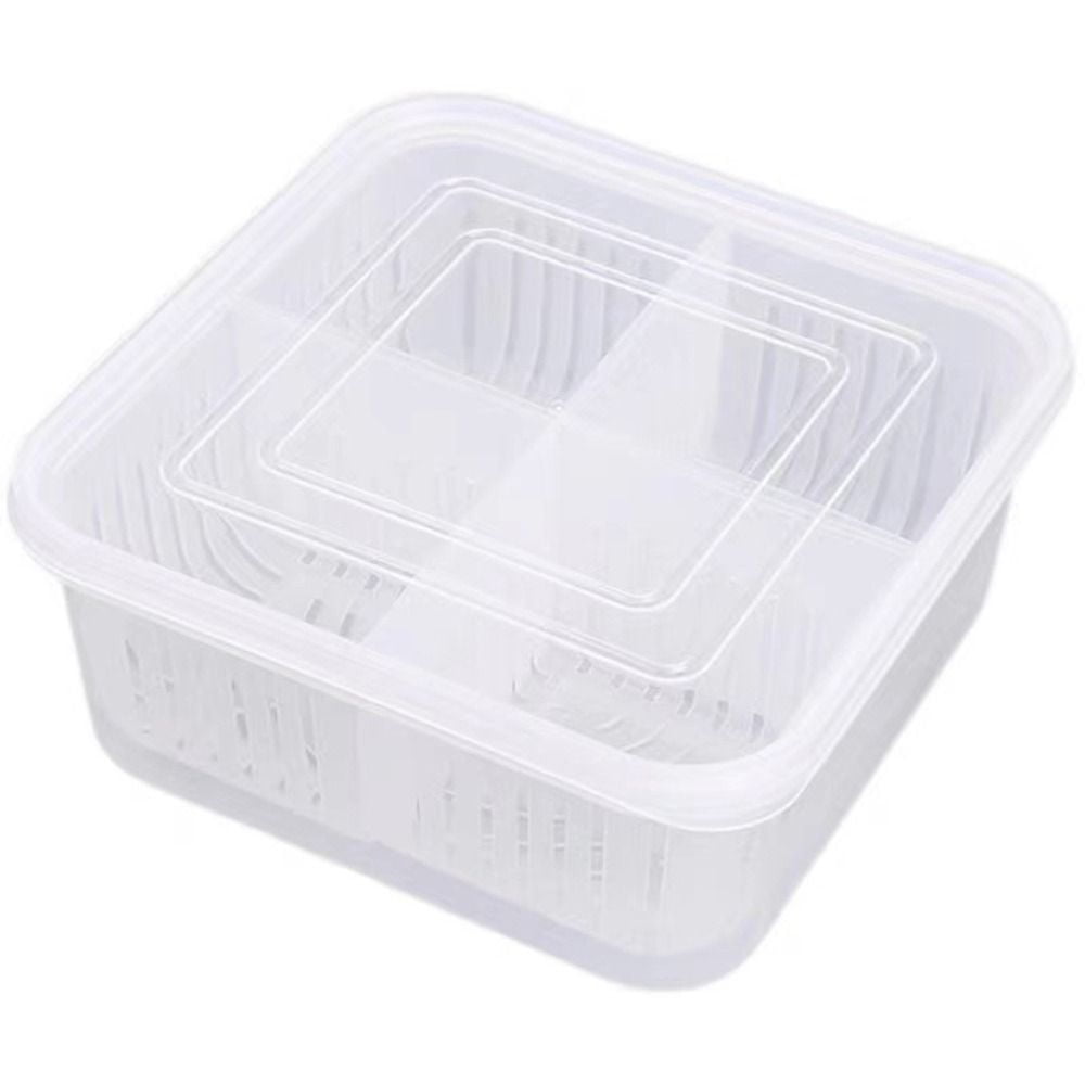 4 Grid Fooding Sorting Storage Box Drain Fruit Vegetable Preservation ...