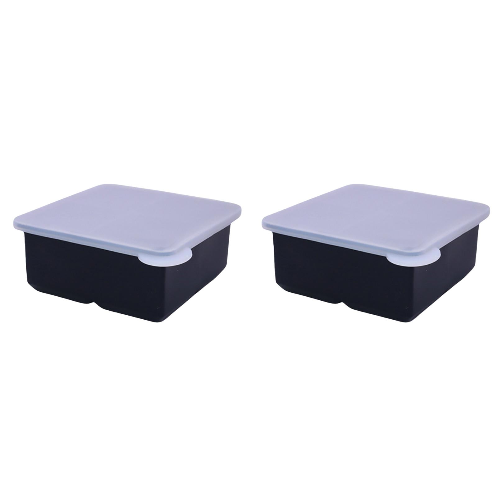 4 Grid Large Black Silicone Ice Cube Tray for with Leak Proof Removable ...