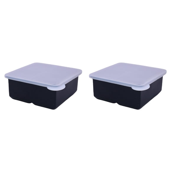 4 Grid Large Black Silicone Ice Cube Tray for with Leak Proof Removable ...