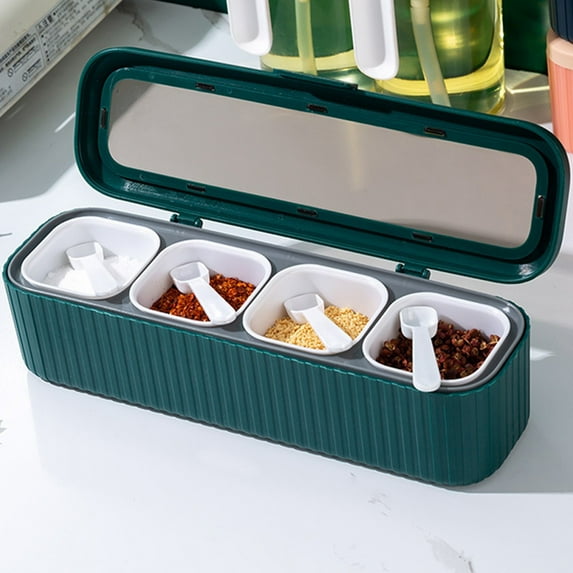 4-Grid Seasoning Box Spice Jar Set, Clean Combination Kitchen Organizer ...
