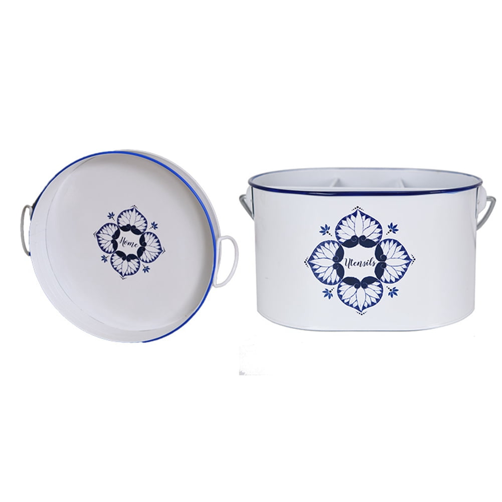 4 Grids Kitchen Utensil Container Storage Bins Metal Buckets Chopsticks ...