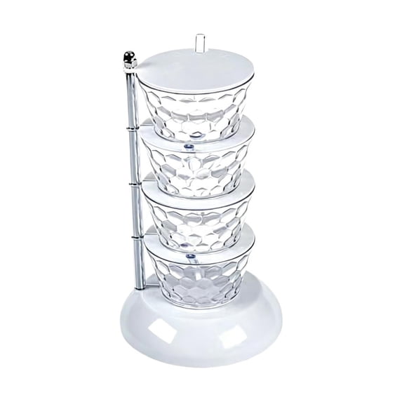 4 Grids Seasoning Organizer Box, Salt Container with Lid and Spoon ...