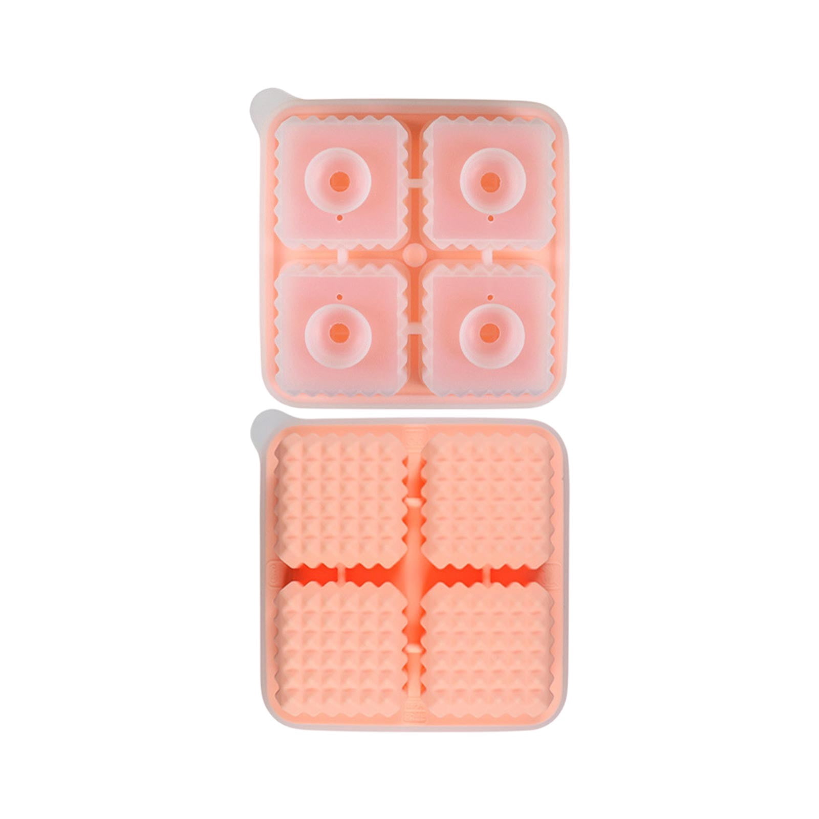 4 Grids Silicone Ice Cube Trays with Lid | Diamond Textured Large ...