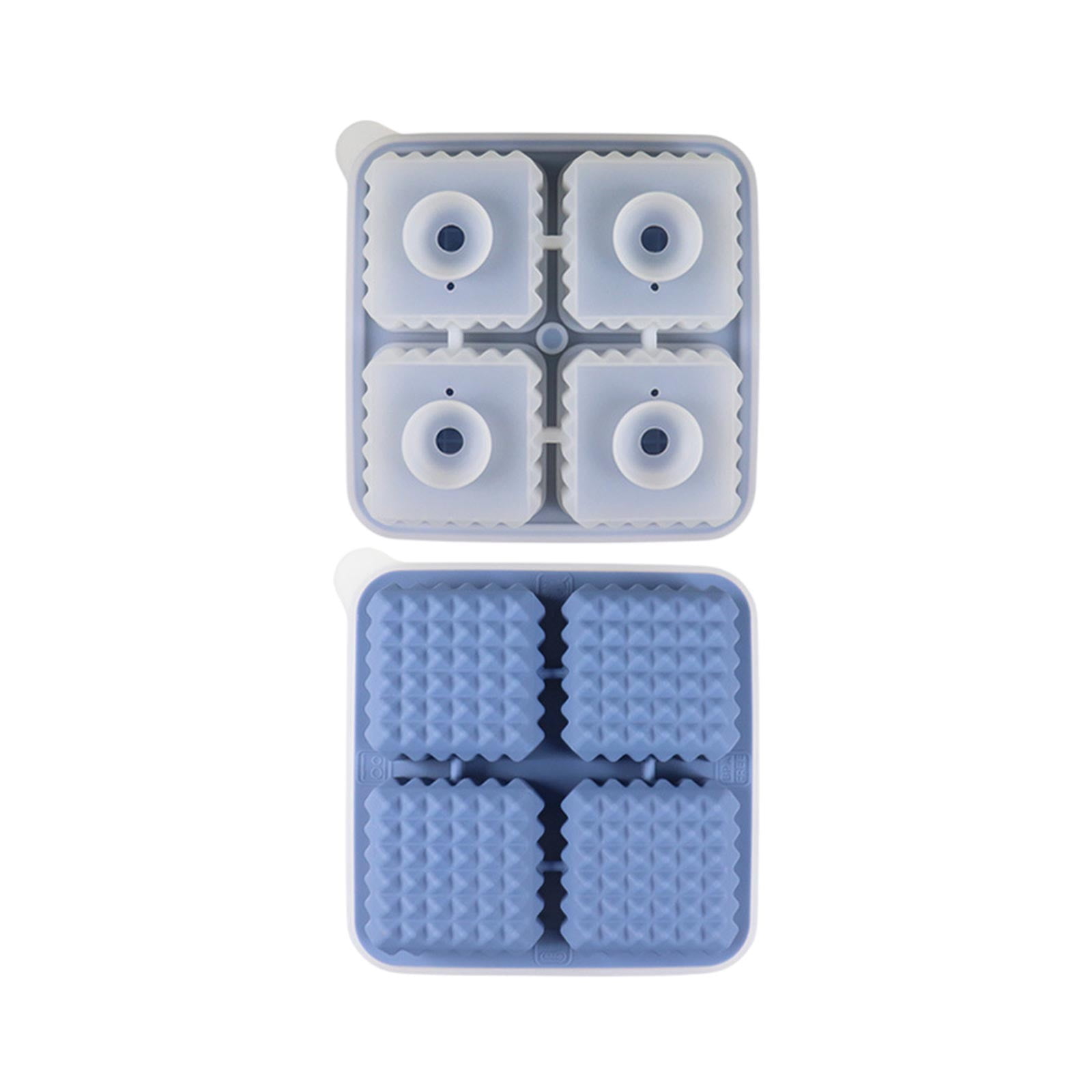 4 Grids Silicone Ice Cube Trays with Lid | Diamond Textured Large ...