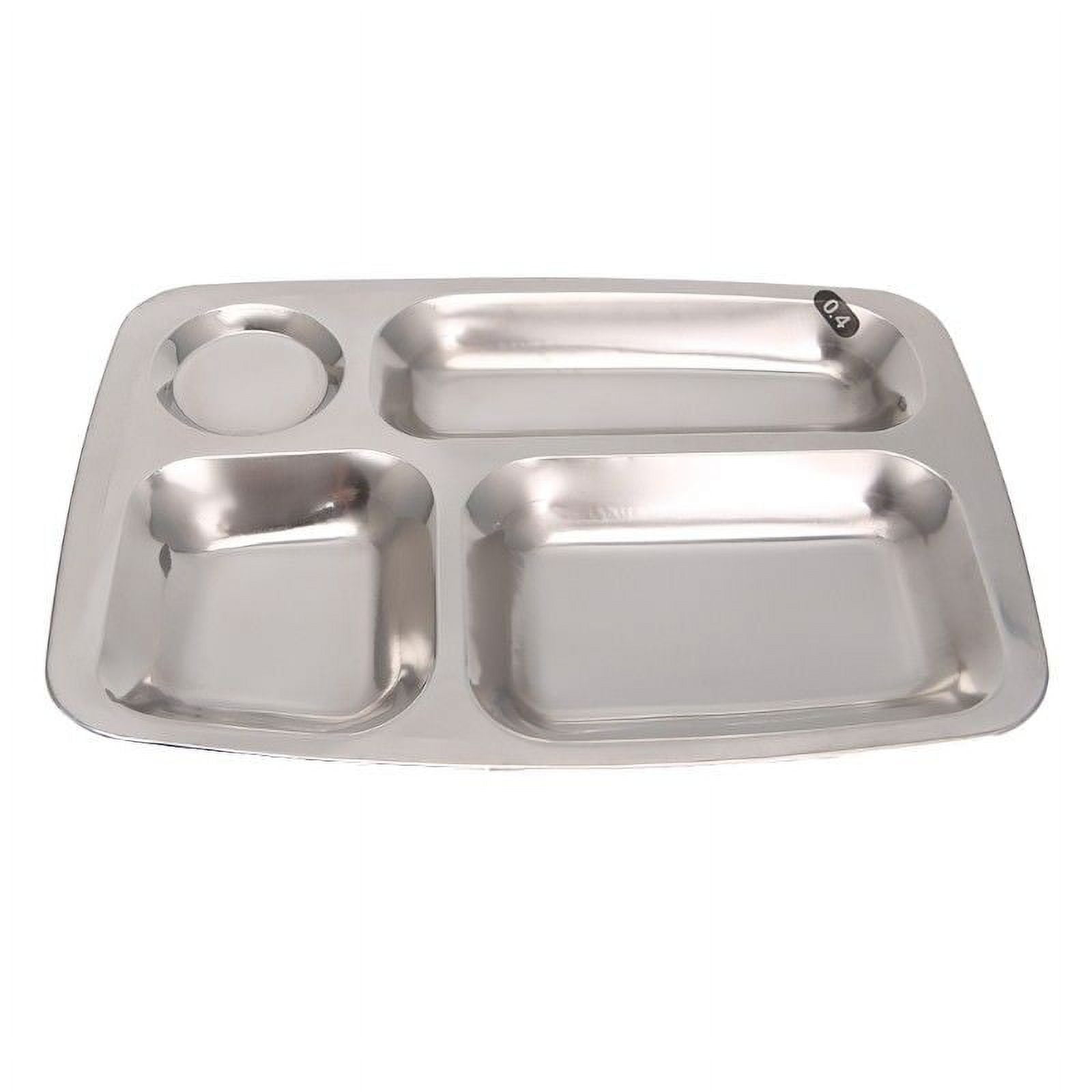 4 Grids Stainless Steel Kids Snack Tray School Food Lunch Box Plate 4/5 ...