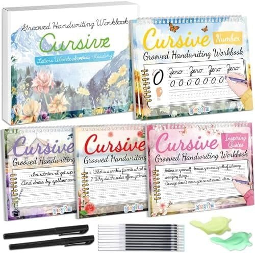 4 Grooved Cursive Handwriting Workbook Kit Magic Grooved Handwriting ...