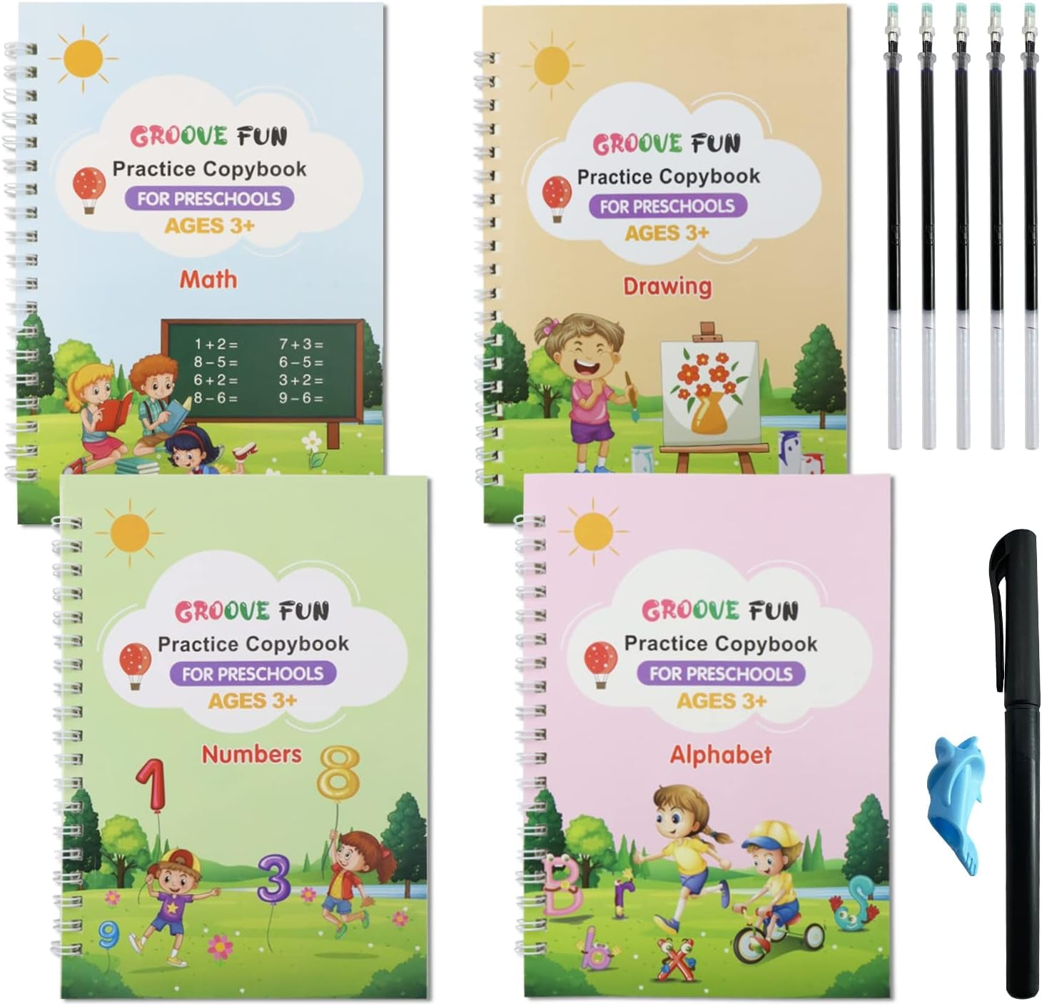 4 Grooved Handwriting Books for Magic Practice Copybook Cursive Writing ...
