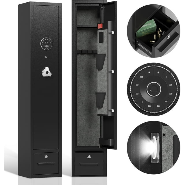 KAER 4 Gun Safe & Gun Cabinets Gun Safes for Home Rifle and Pistols Rifle Gun Safe with Drawer ...