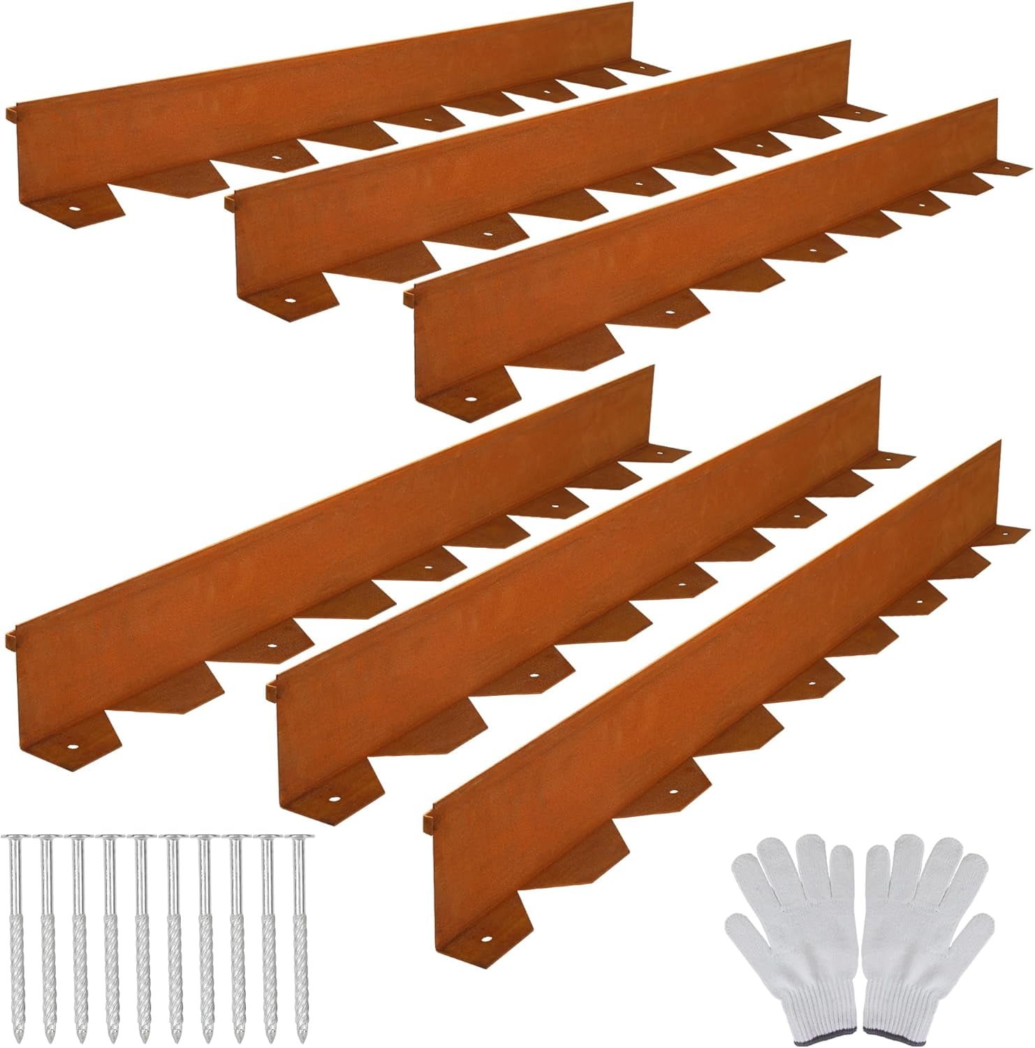 4" H No Dig Corten Steel Garden Landscape Edging Strips, 6pcs Bendable ...